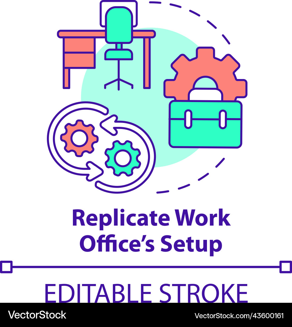 Replicate work office setup concept icon Vector Image