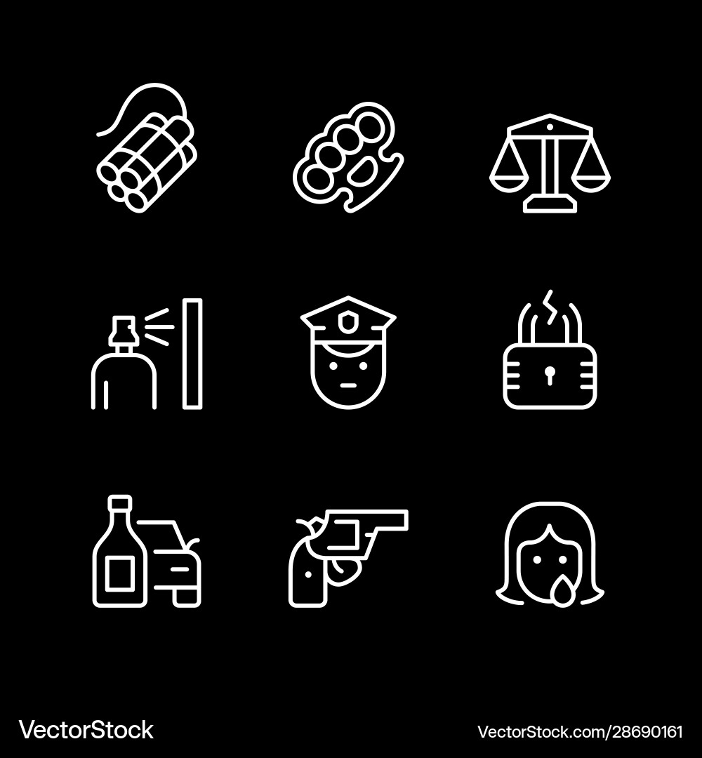 Set line icons criminal Royalty Free Vector Image