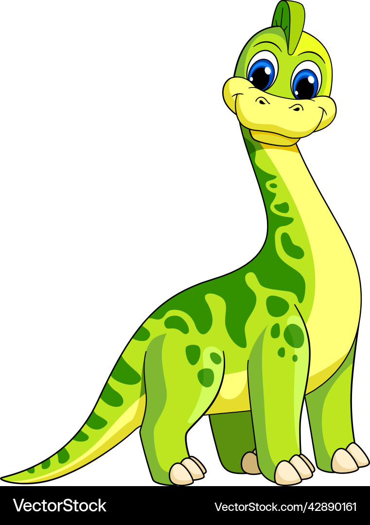 Smiling Green Brontosaurus Cartoon Royalty Free Vector Image