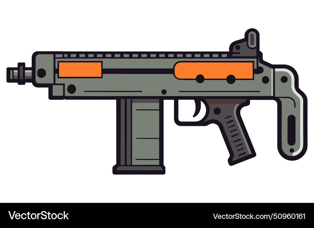 Submachine gun machine hand weapons Royalty Free Vector