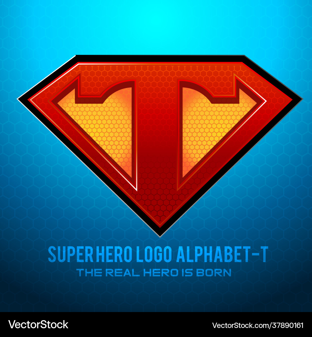 Superhero logo icon with letter t vec Royalty Free Vector