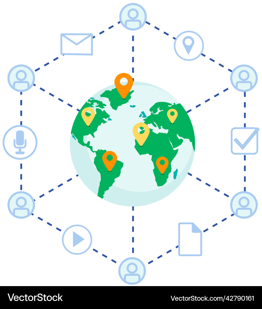 Virtual network symbols of internet worldwide Vector Image