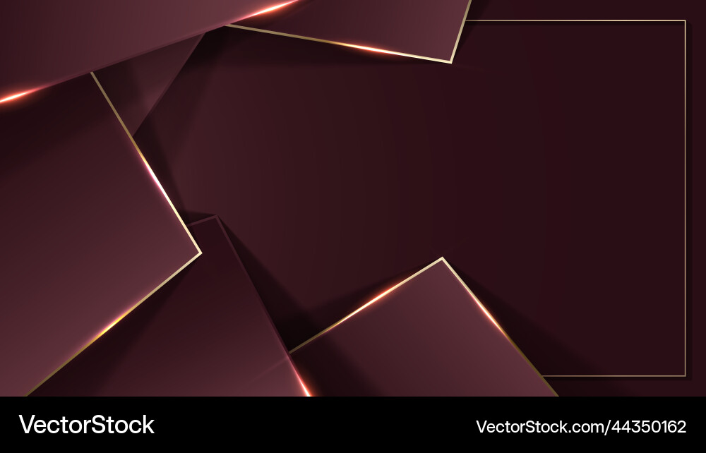 3d elegant abstract geometric red and golden Vector Image