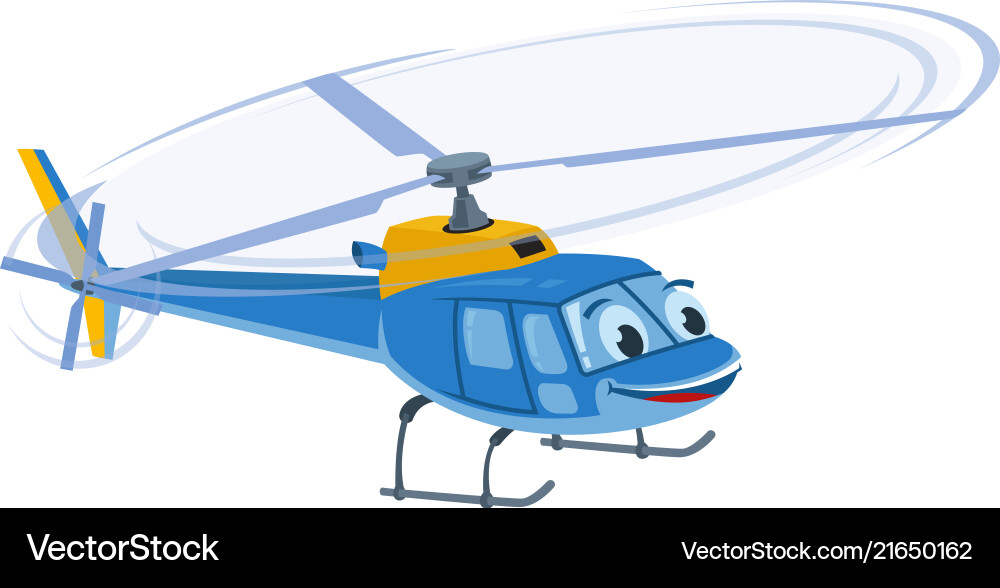 Adorable Blue Cartoon Helicopter Royalty Free Vector Image