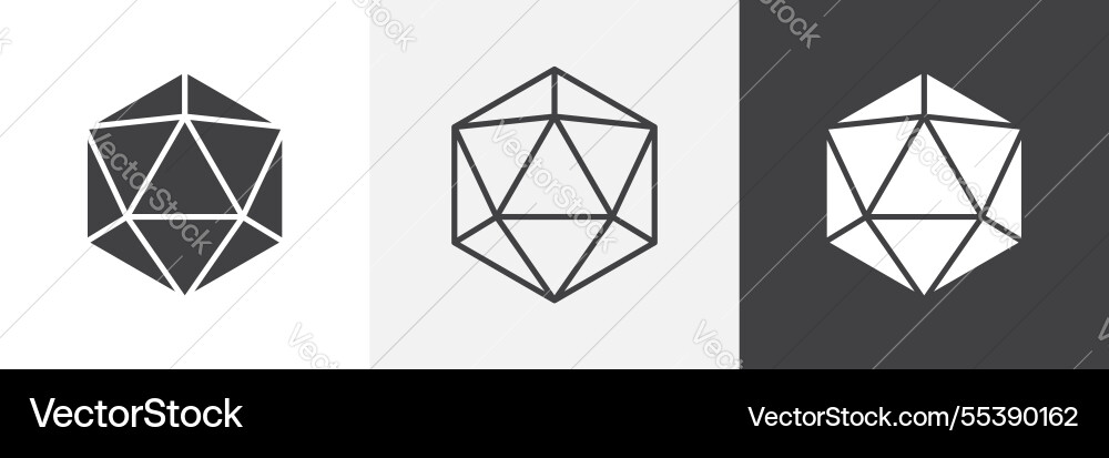 Dice d20 icons graphics pack Royalty Free Vector Image