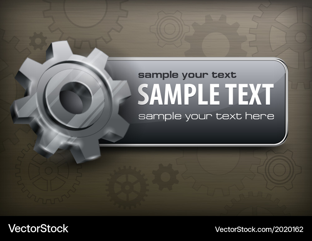 Grey banner with gears Royalty Free Vector Image
