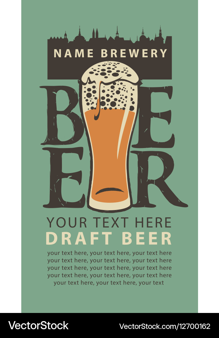 Label beer with glass Royalty Free Vector Image