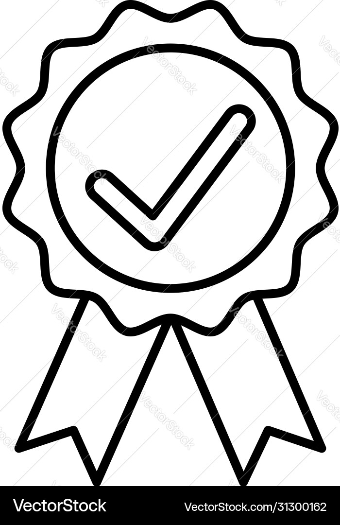 Linie Medaillen-Ikone mit Prüfzeichen Auszeichnung Emblem