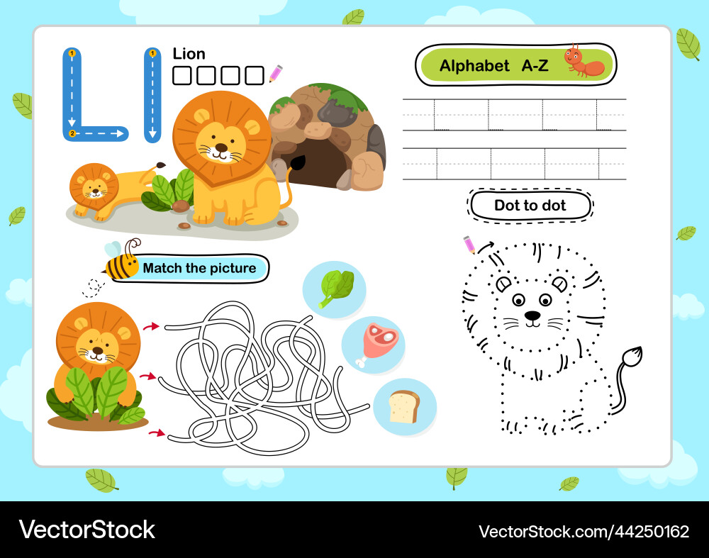 Lion Alphabet Learning Activity Royalty Free Vector Image