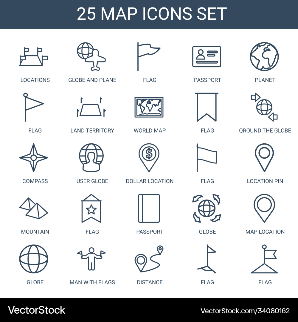 Map icons Royalty Free Vector Image - VectorStock