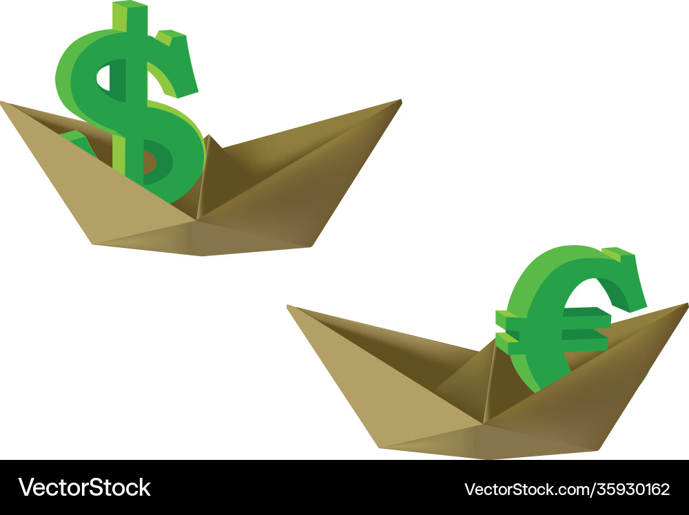 Paper boat carries currency symbol Royalty Free Vector Image
