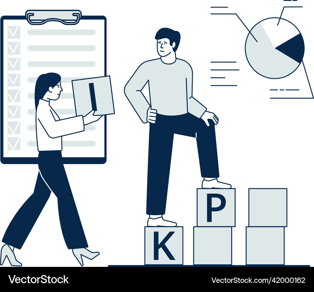 People analyzing kpi business performance Vector Image