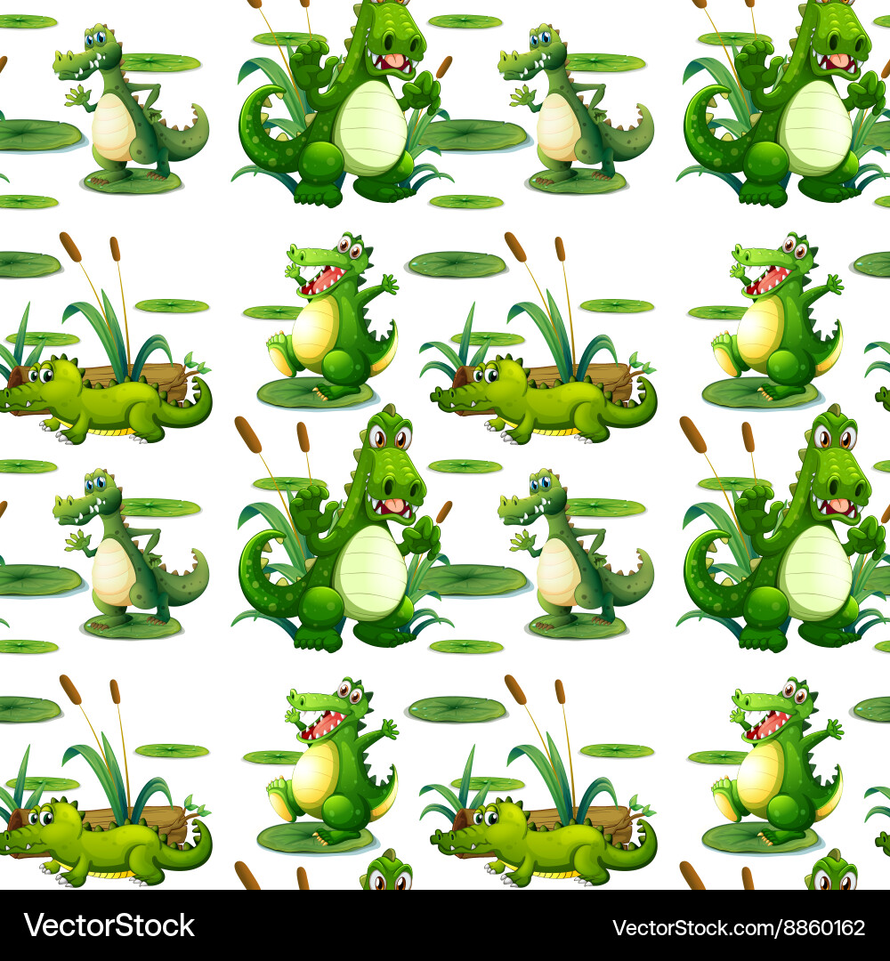 Seamless crocodile in the pond Royalty Free Vector Image