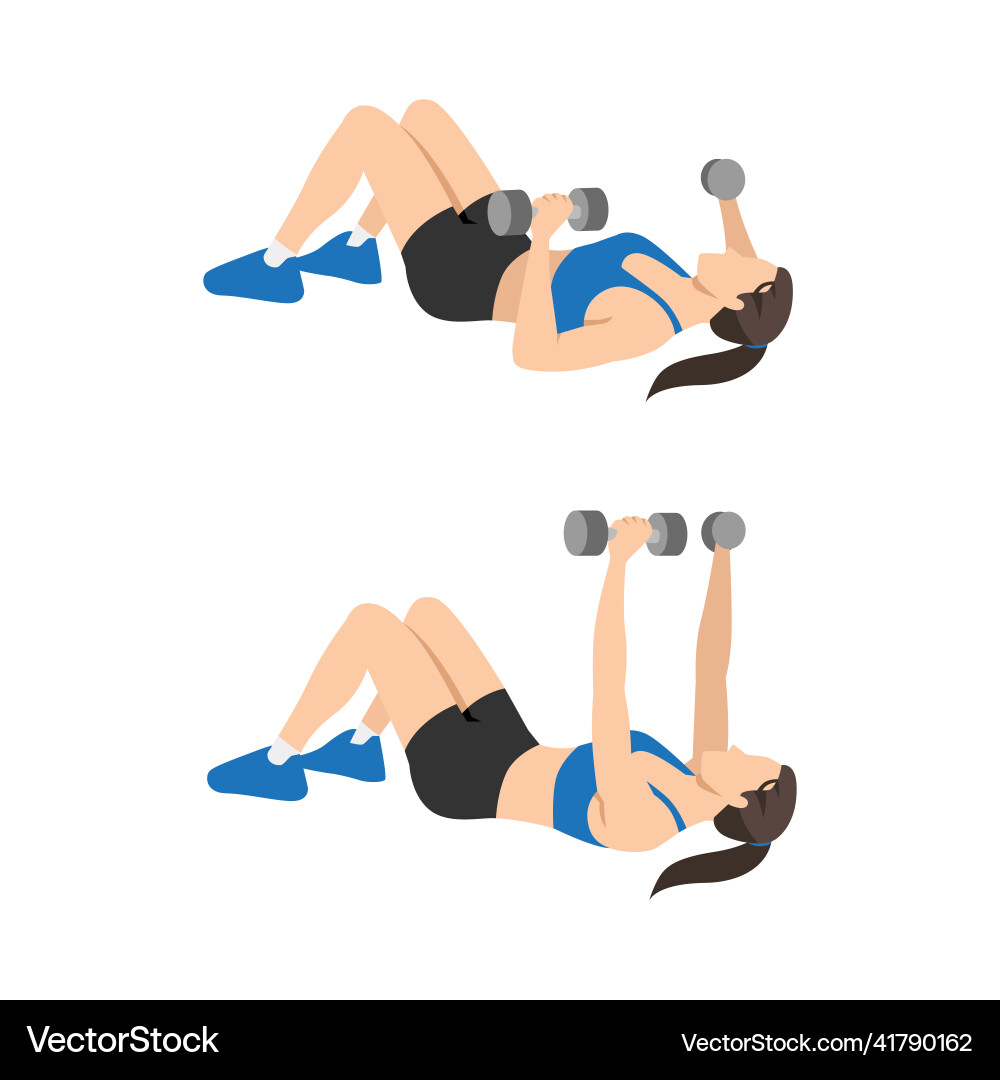 Woman Performing Dumbbell Chest Press Royalty Free Vector