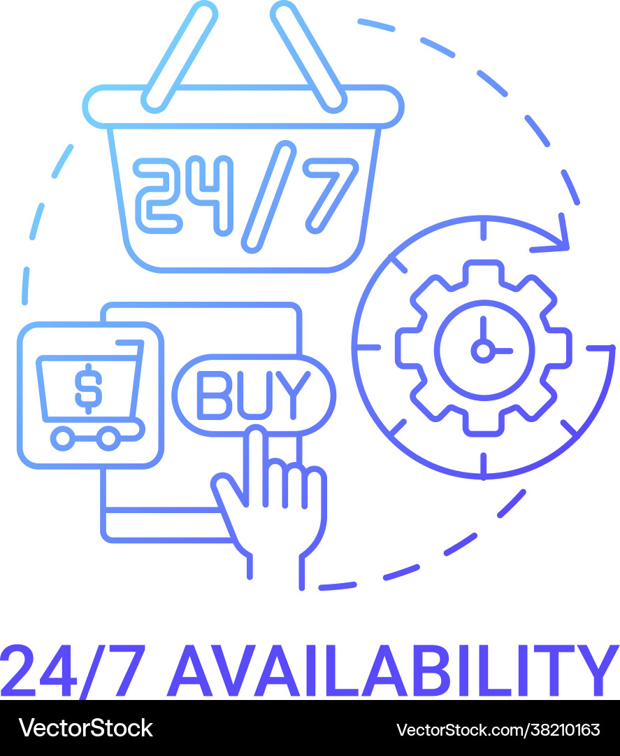 24 7 availability concept icon Royalty Free Vector Image