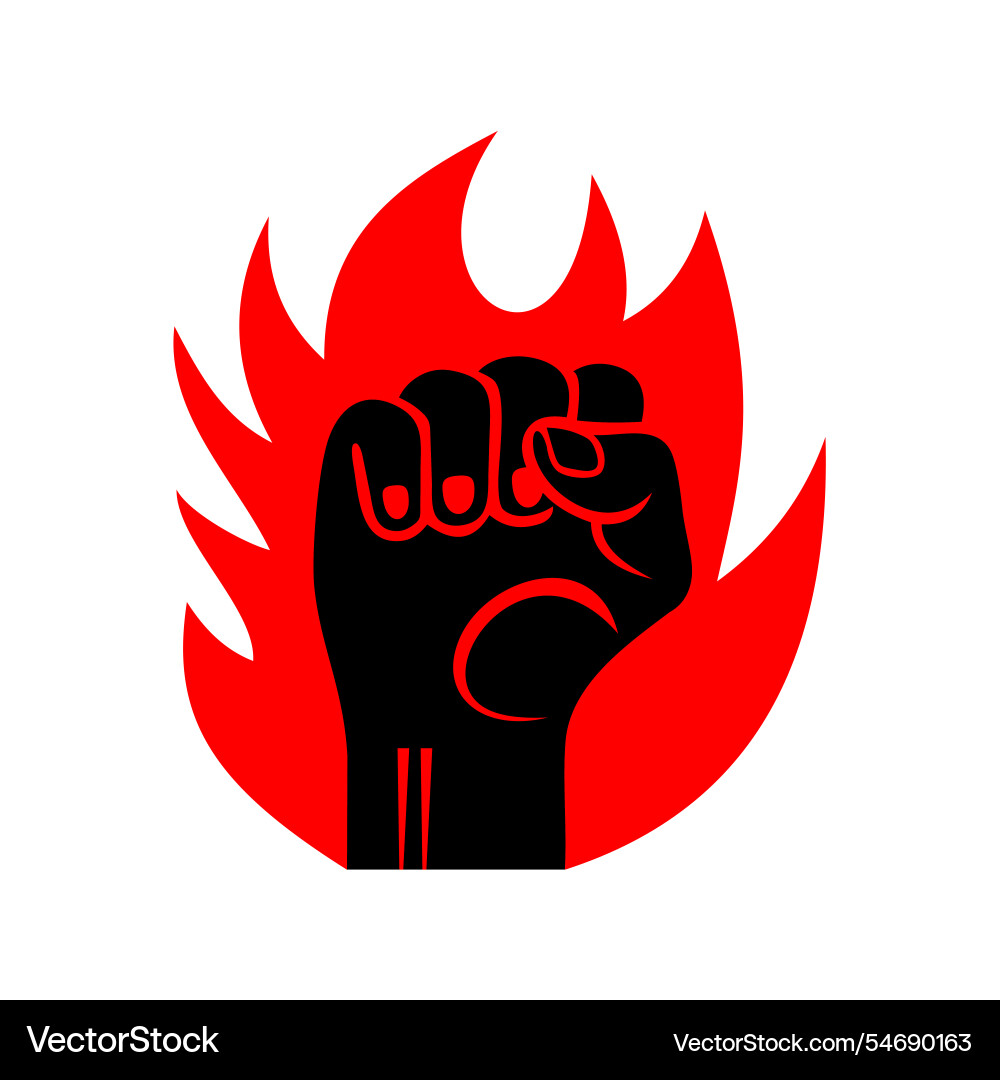Burning protesting fist Royalty Free Vector Image