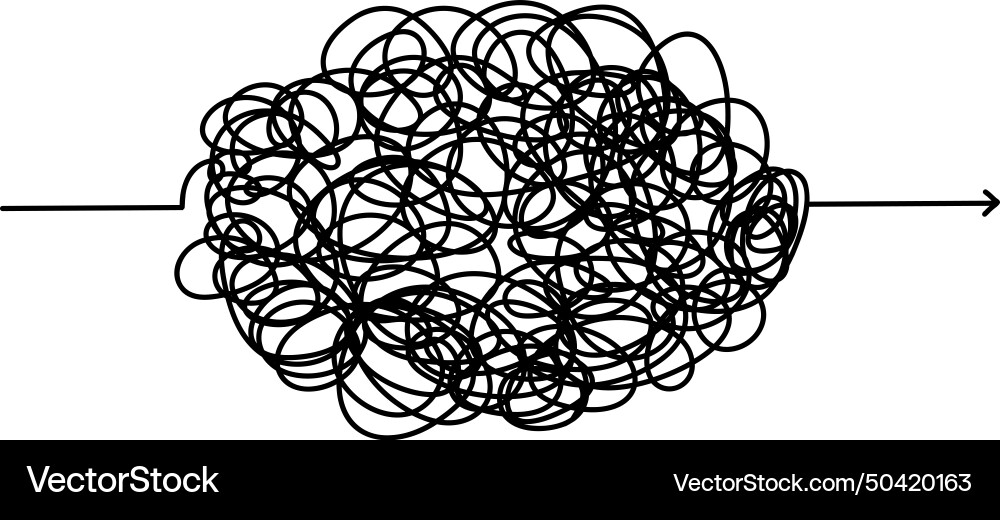 Chaotic line arrow doodle chaos simple drawn Vector Image