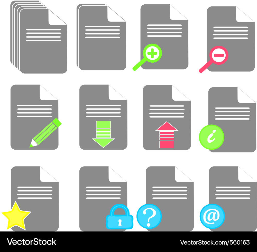 Datei-Symbol-Set Lizenzfreies Vektorbild - VectorStock