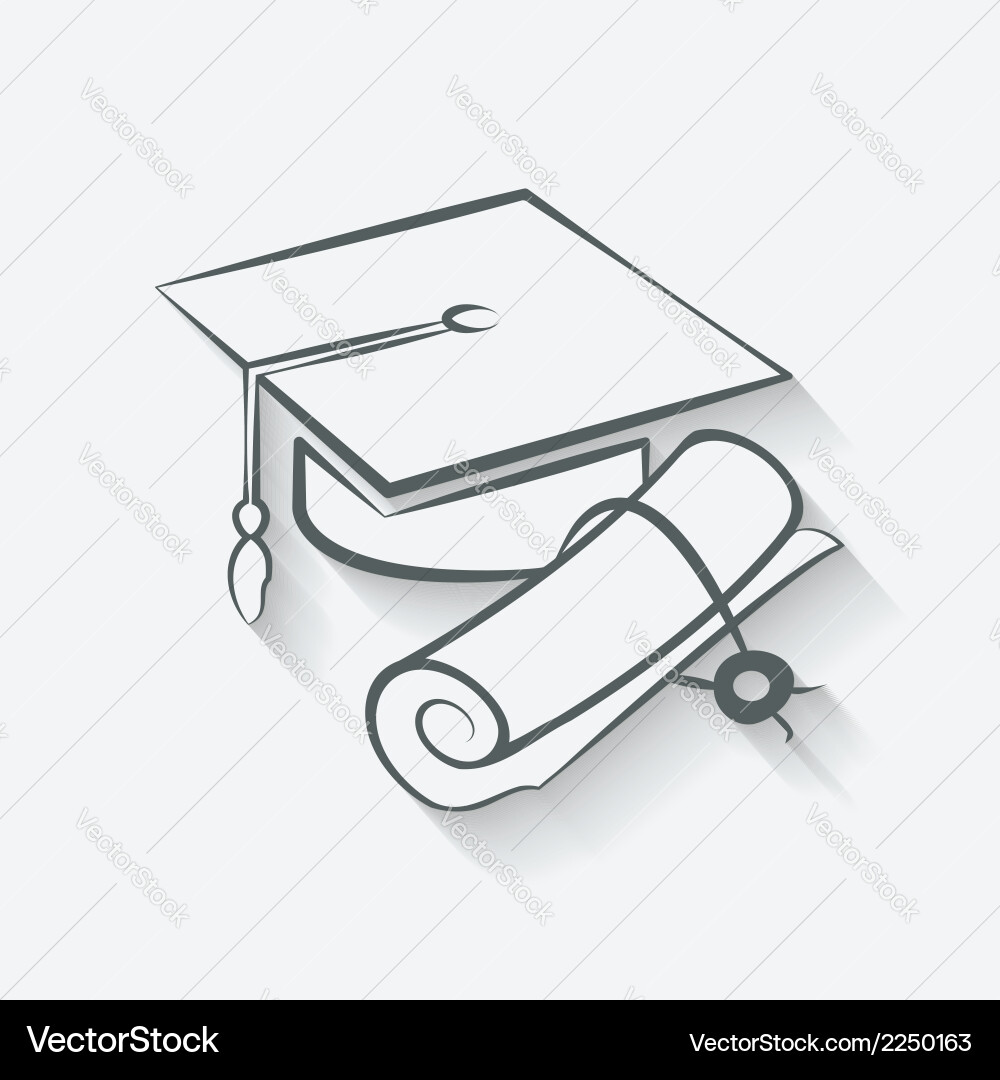 Graduation cap and diploma Royalty Free Vector Image