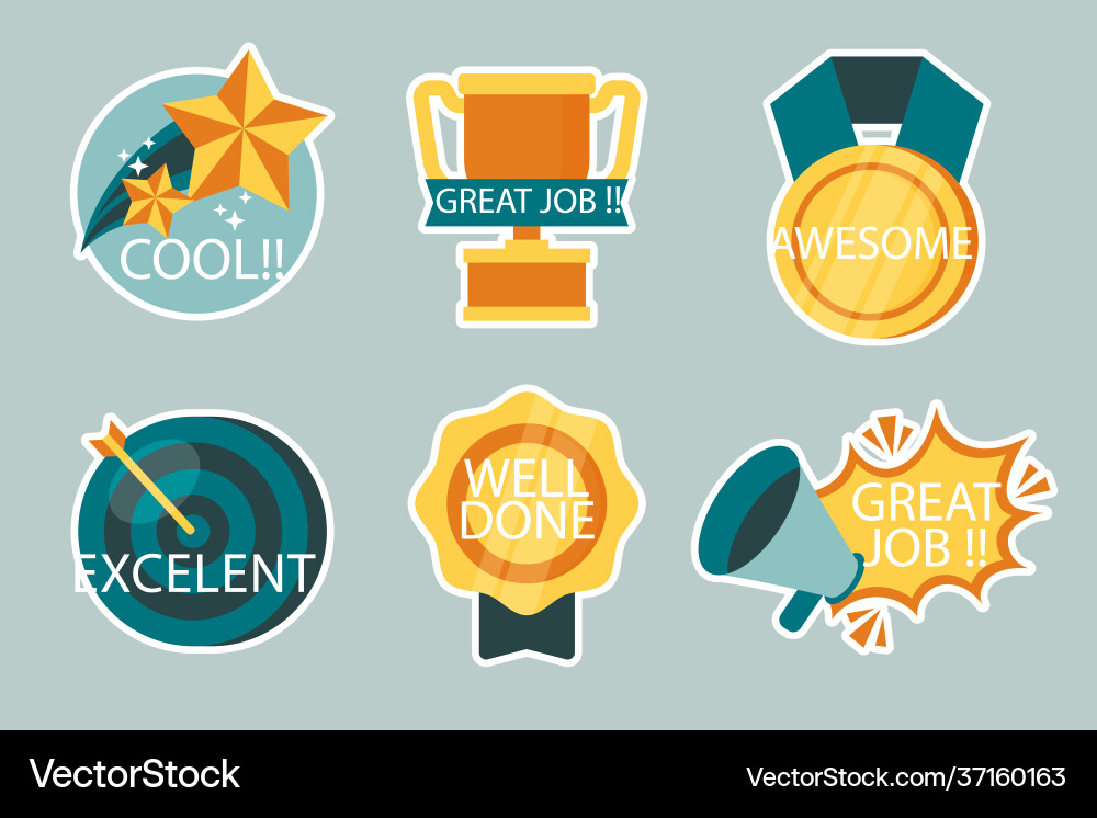 Great job stickers pack Royalty Free Vector Image