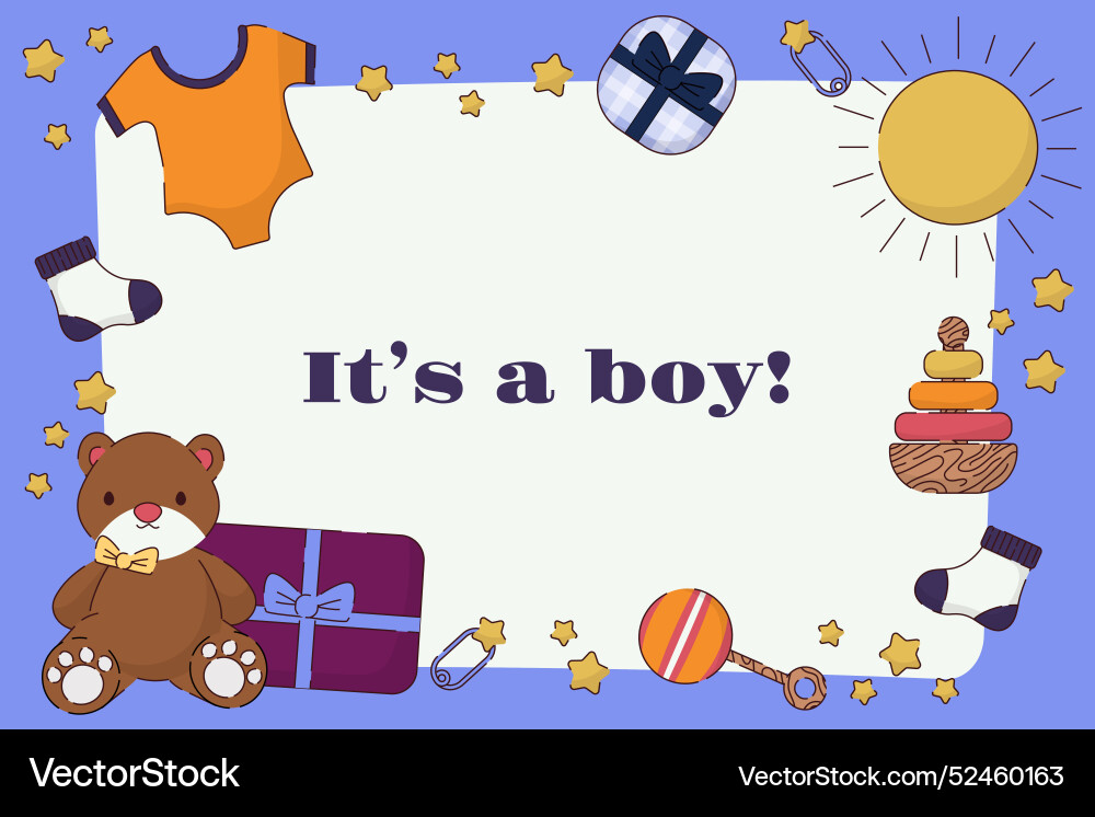 Hand drawn baby boy background Royalty Free Vector Image