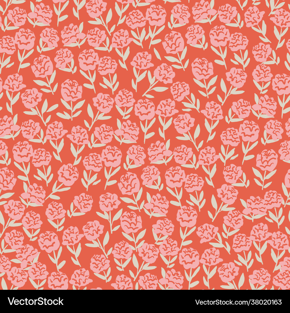 Hand-drawn small retro rose cute flower pattern Vector Image