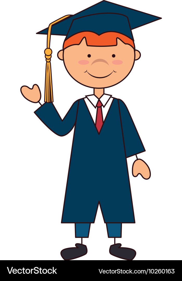 Man boy graduate gown school Royalty Free Vector Image