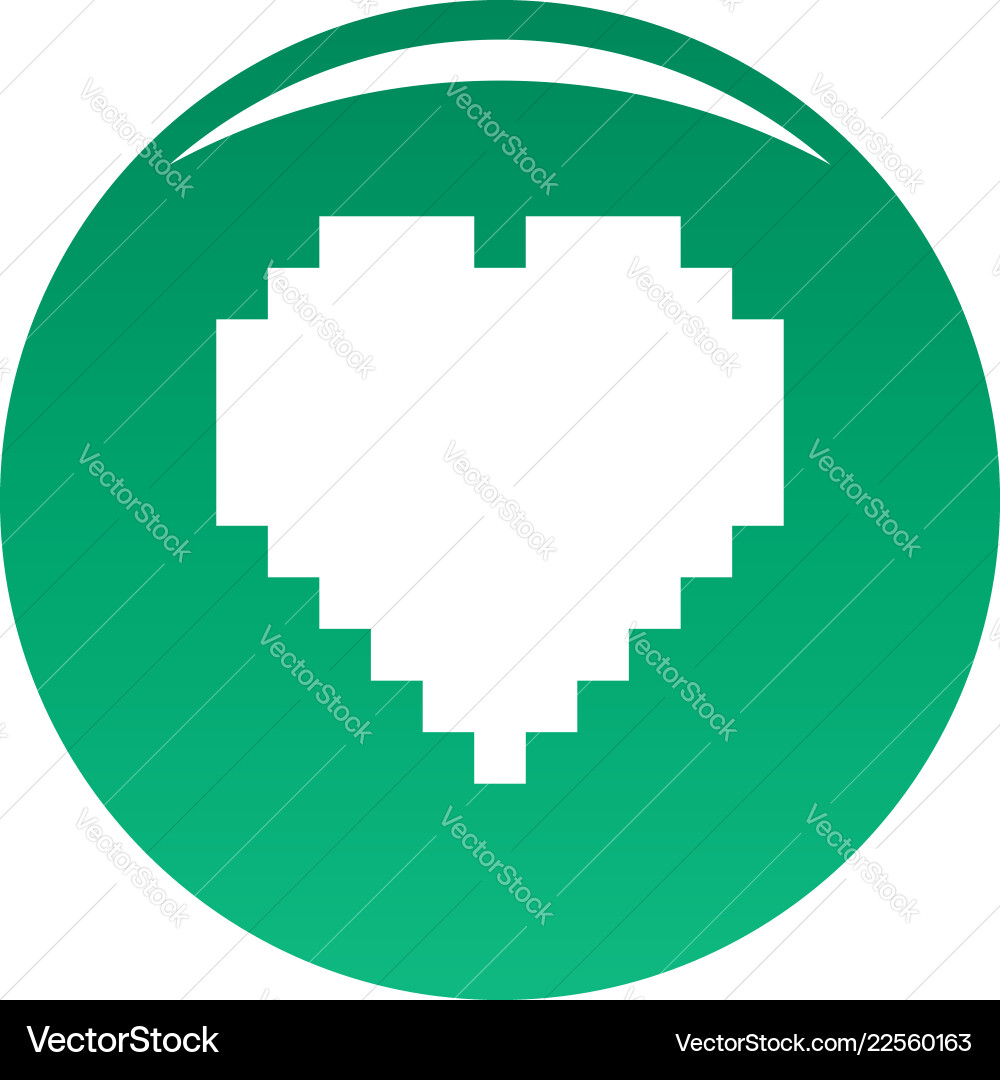 Pixel heart icon green Royalty Free Vector Image
