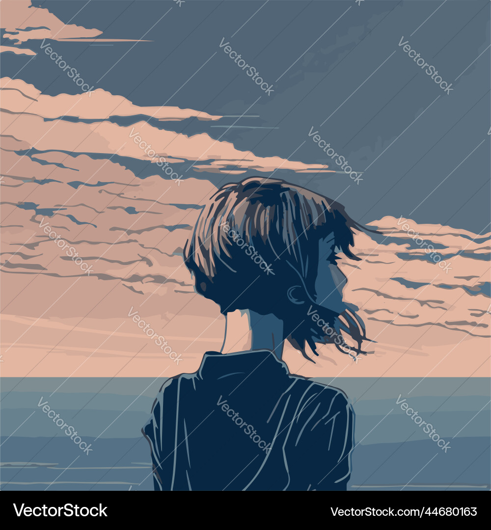 Sad depressed girl Royalty Free Vector Image - VectorStock