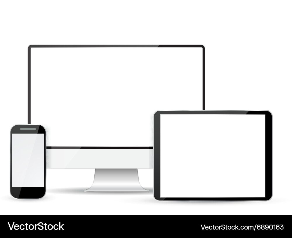 Set computer monitor tablet and mobile phone Vector Image