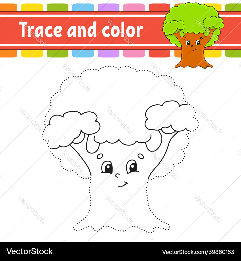 Trace and color coloring page for kids Royalty Free Vector
