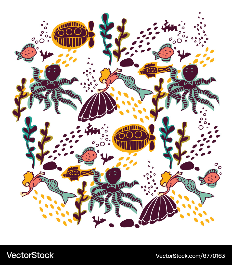 Underwater sealife animal color Royalty Free Vector Image