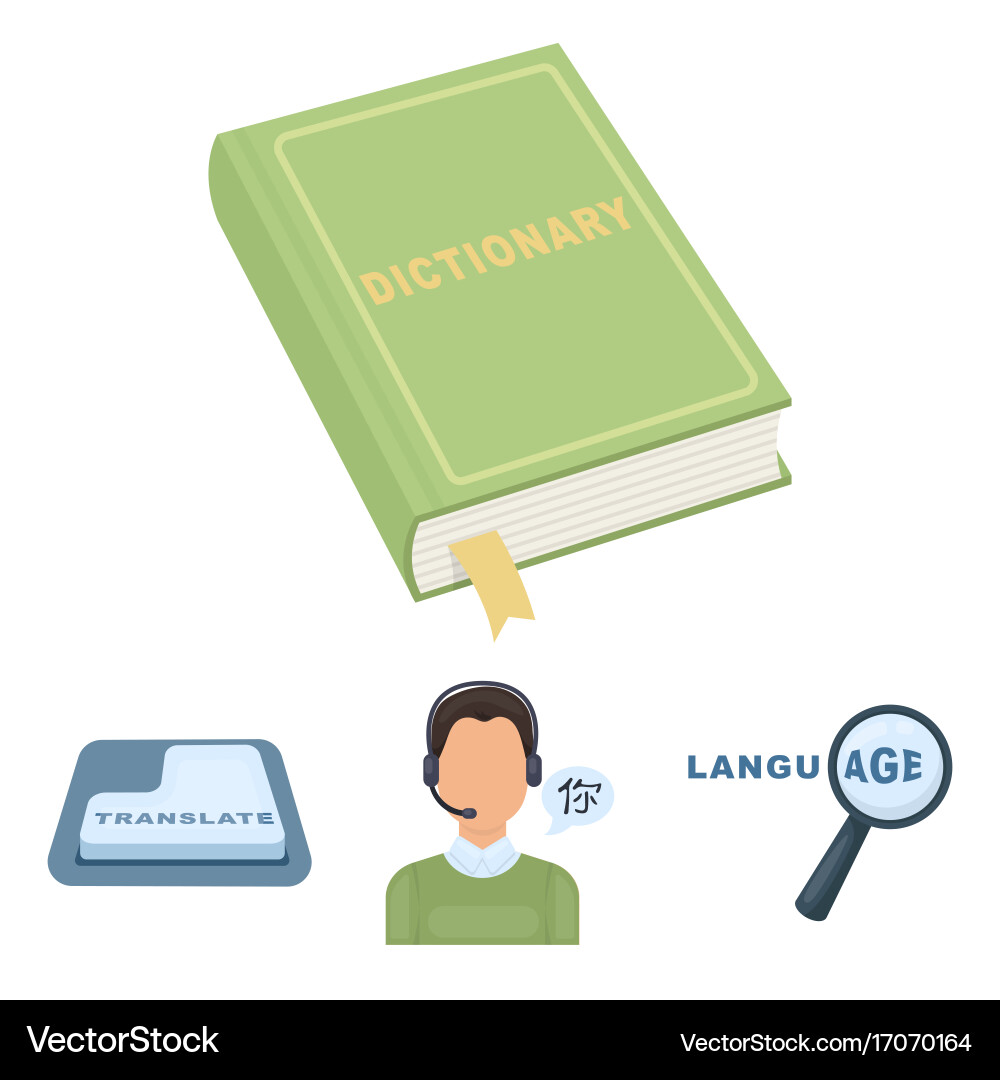 A translator in headphones magnifying glass Vector Image