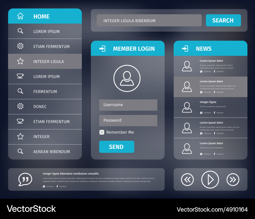 Blue mobile user interface design Royalty Free Vector Image
