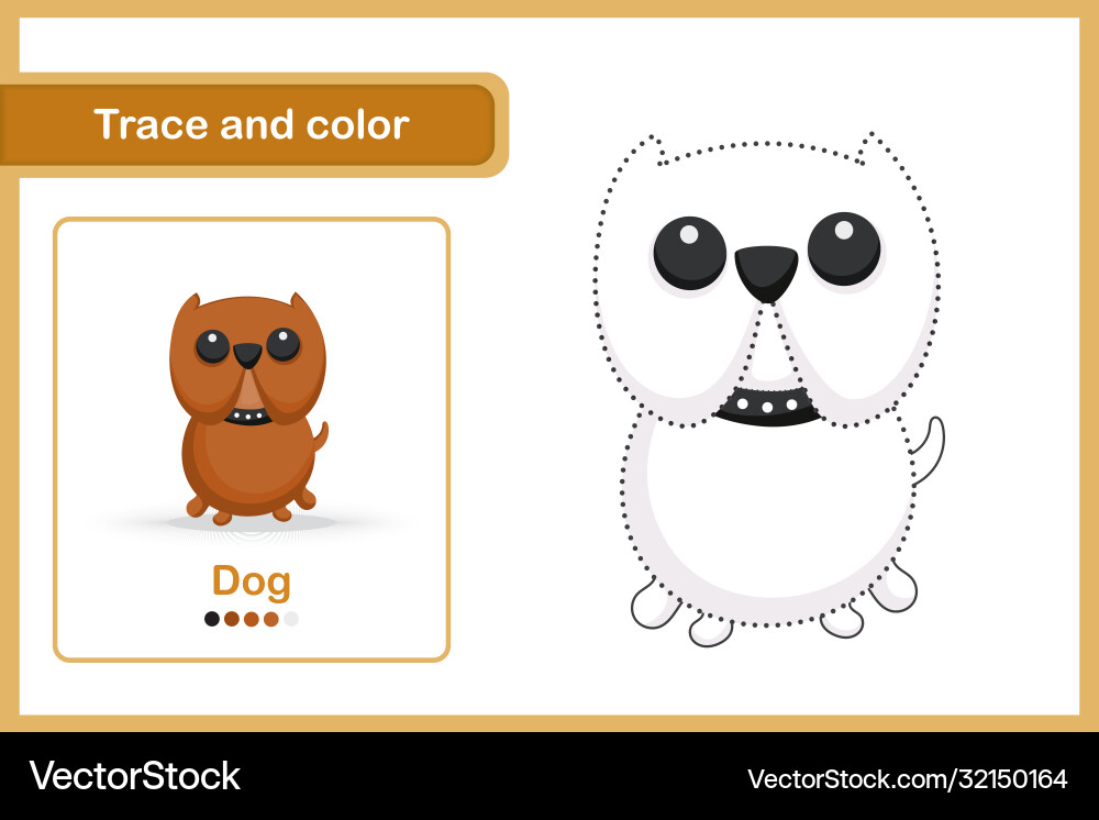 Drawing and vocabulary worksheet trace colour Vector Image