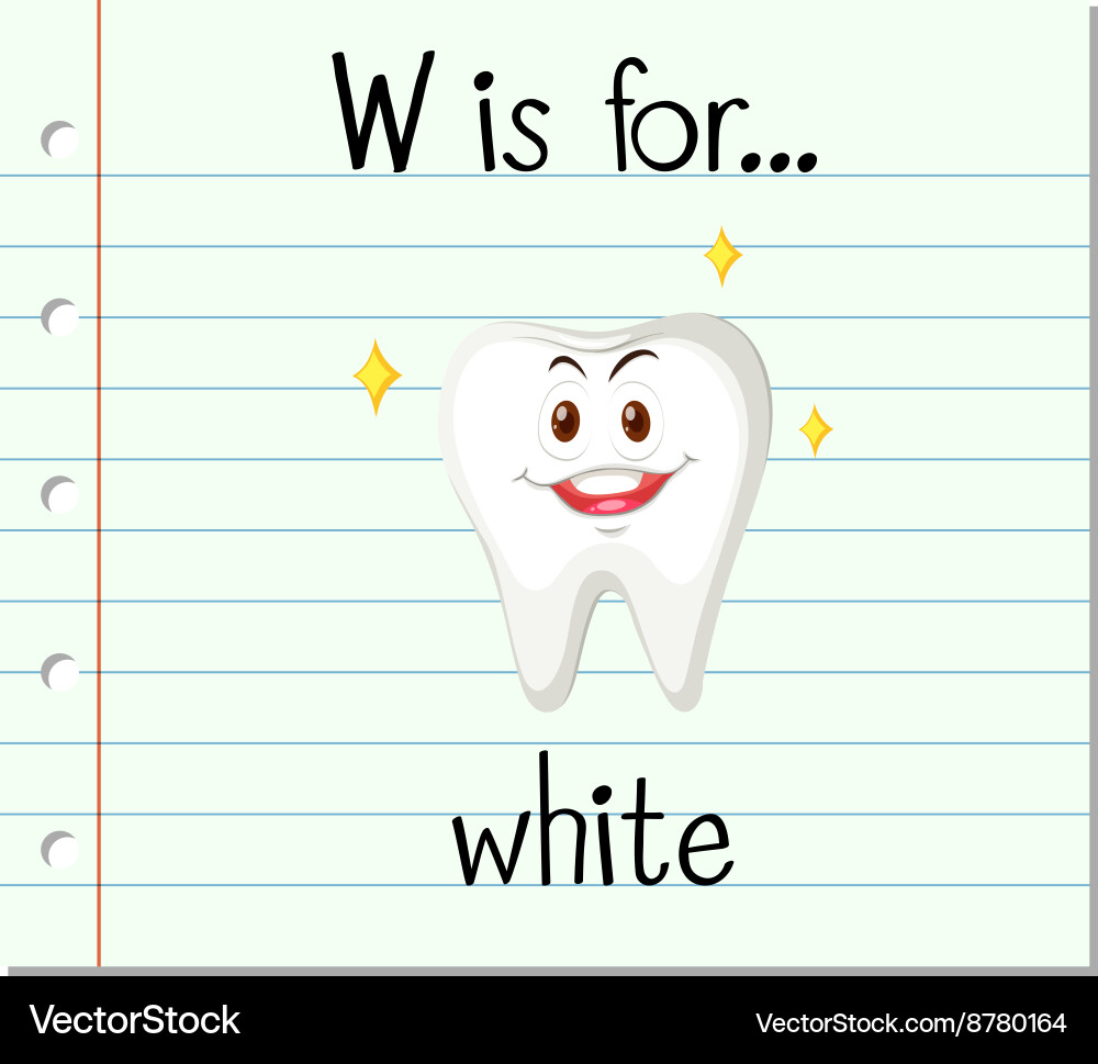 Flashcard letter w is for white Royalty Free Vector Image