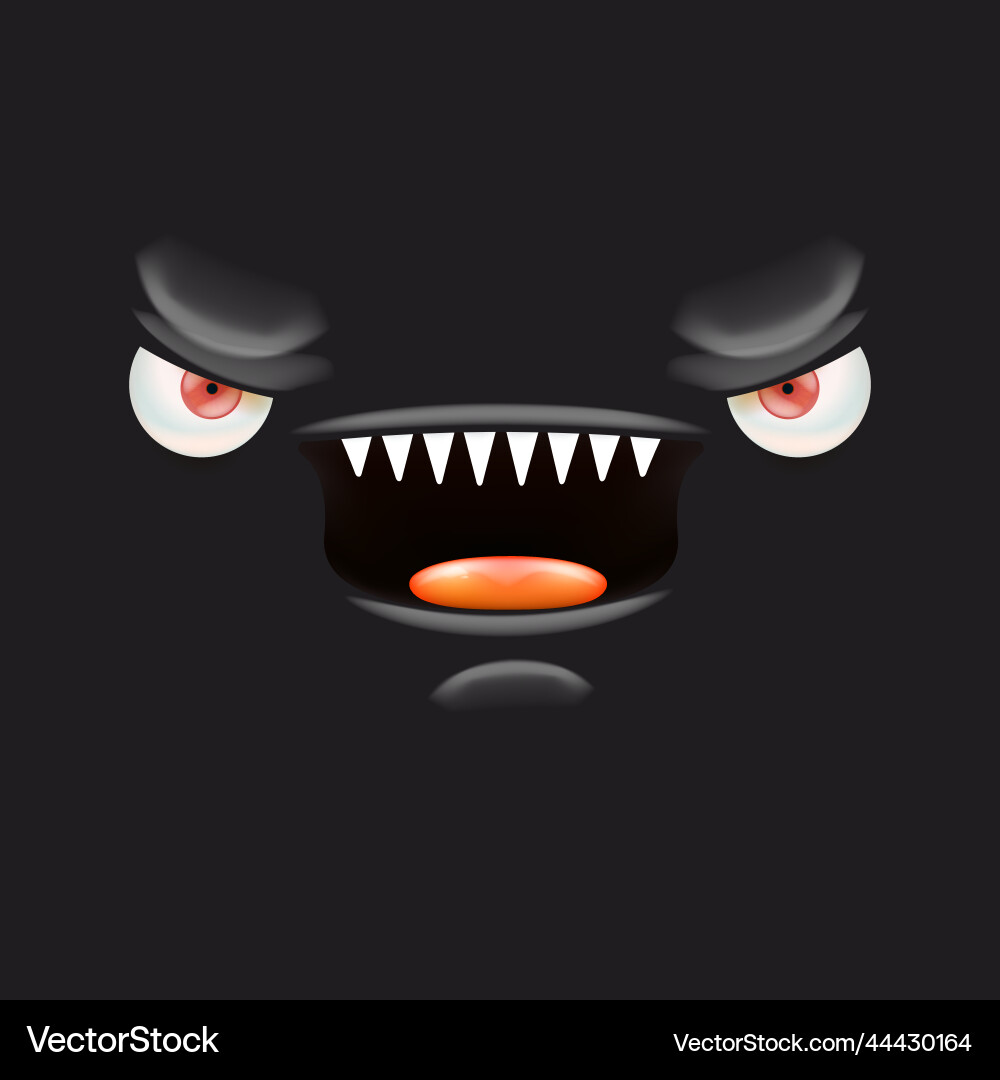 Funny angry black monster face with open Vector Image