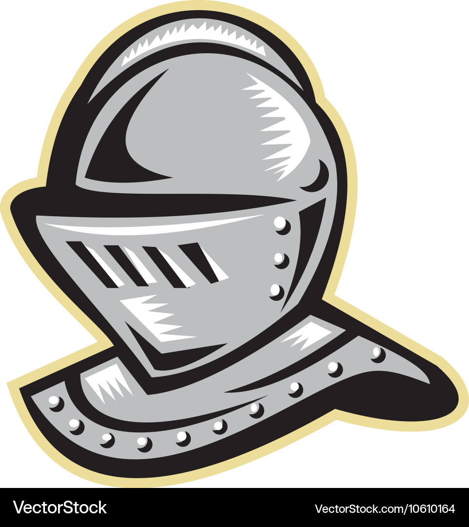 Knight helmet woodcut Royalty Free Vector Image