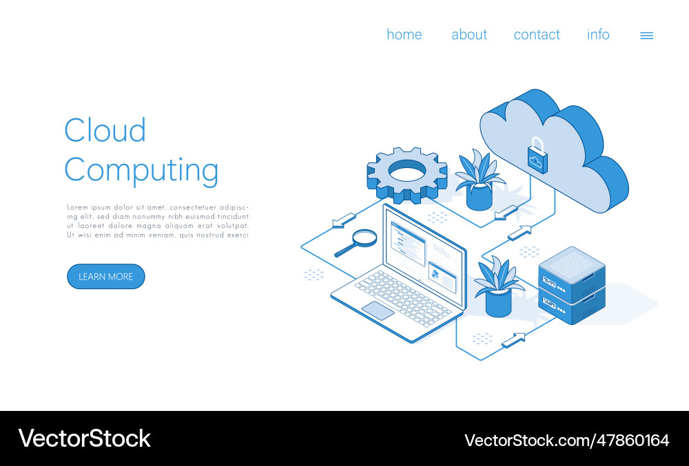 Landing page template cloud computing concept Vector Image
