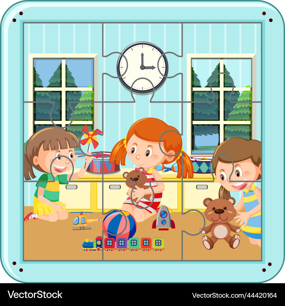 Photo jigsaw puzzle game template Royalty Free Vector Image