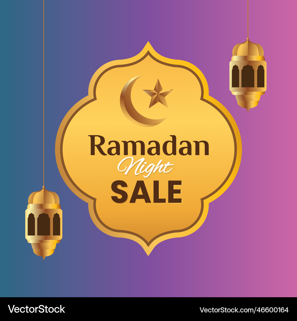 Ramadan night sale gold islamic advertisement Vector Image