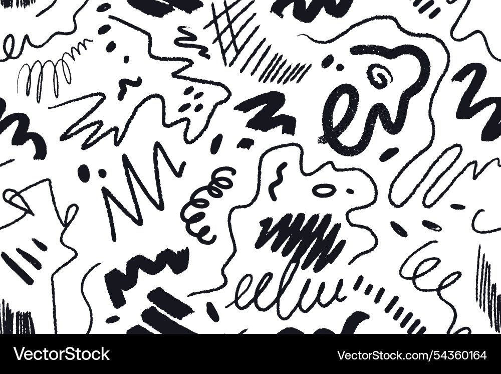 Scribbles and doodles seamless pattern endless Vector Image