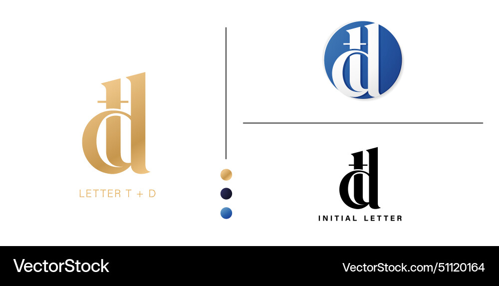 Td or dt monogram letter Royalty Free Vector Image
