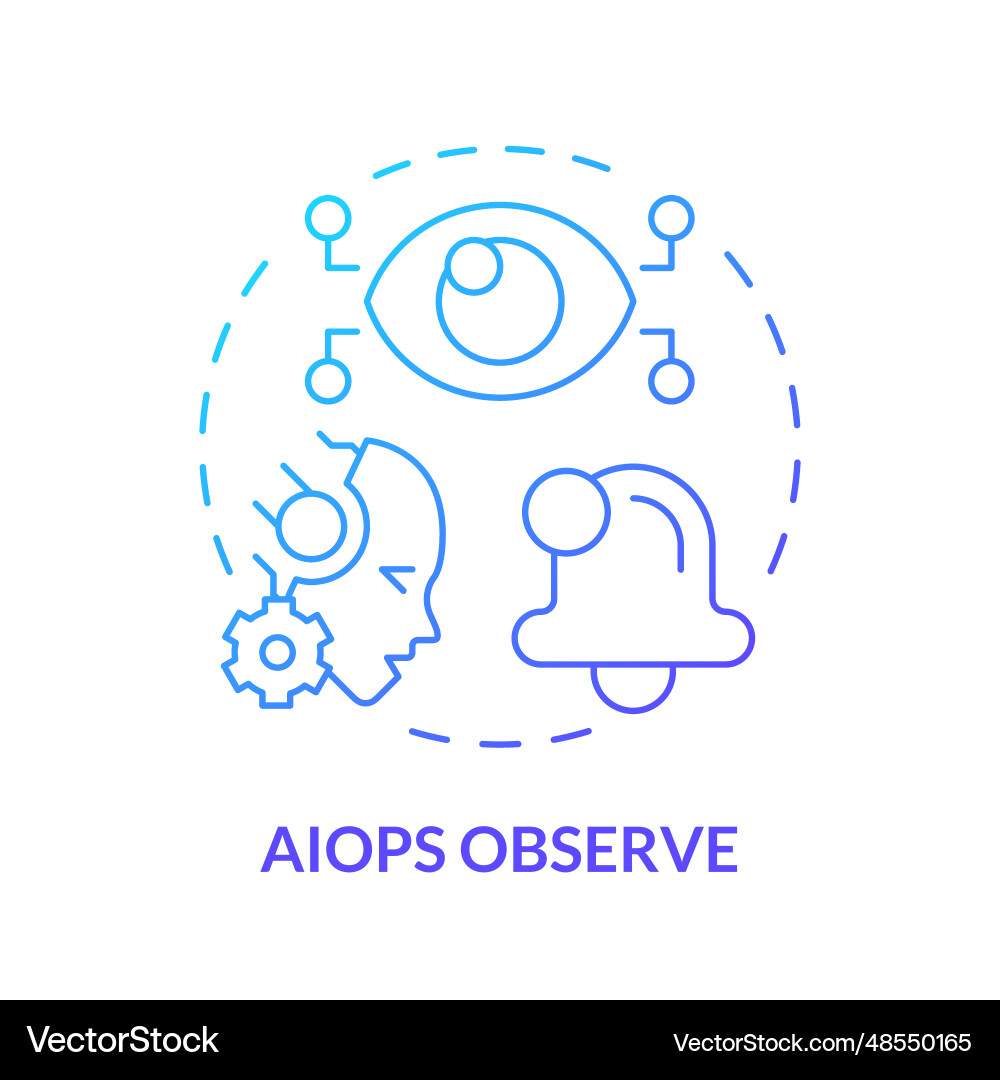 2d thin linear gradient ai ops observe icon Vector Image