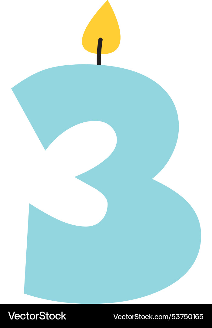 3 digit birthday party with candle Royalty Free Vector Image
