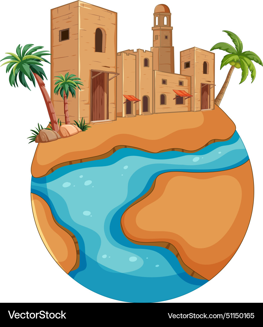 A small planet with tropical scenery Royalty Free Vector