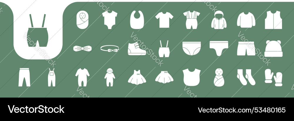 Baby cloth icons set collection design Royalty Free Vector