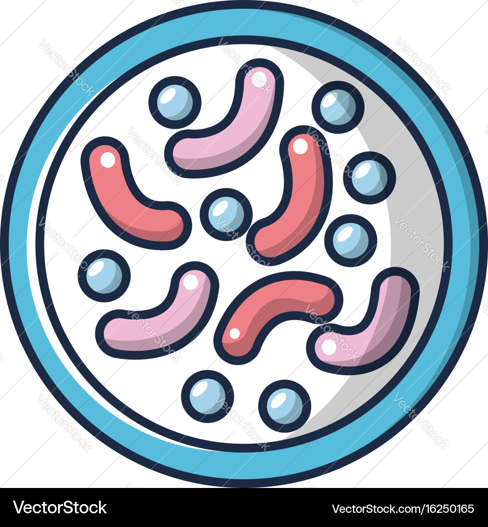 Bacteria under microscope icon cartoon style Vector Image
