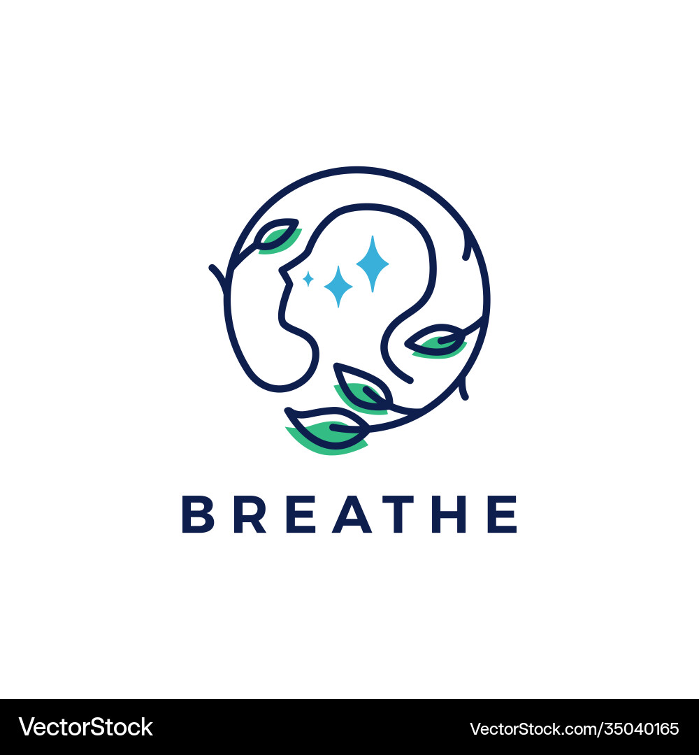 Breath leaf logo icon Royalty Free Vector Image