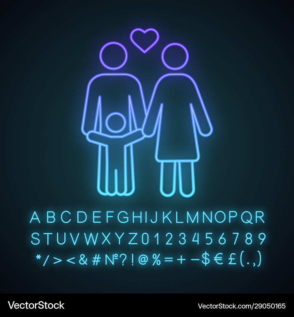 Child support neon light icon Royalty Free Vector Image